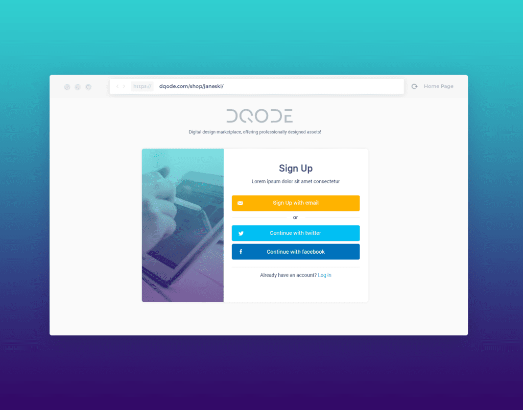 Sign Up Form UI Template • DQODE